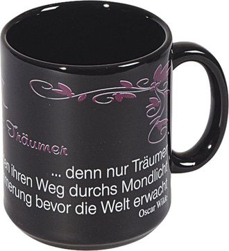 Fan-O-Menal Tasse mit Print Zitat Oscar Wilde Tr&auml;umer schwarz 57069