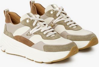 Geox Baskets bi-mati&egrave;re en cuir m&eacute;lang&eacute;