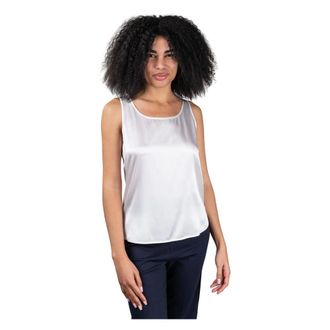 Max Mara Femme, Tops, Blanc, Taille: 38 FR Pan Silk-Blend Satin Top