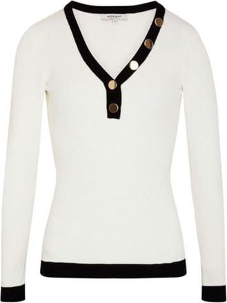 Morgan 252-MBANBIA Pull, Off White/Noir, XS Femme
