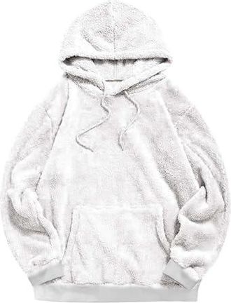 Generic Sweat à capuche en peluche confortable et moelleux pour homme - Pull long pour homme - Sweat à capuche chaud pour homme - Sweat à capuche à manches po