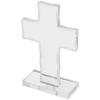BESPORTBLE Acrylkreuz mit St&auml;nder Transparentes Taufkreuz 15X10X1cm Formstabiles Spirituelles Kreuz f&uuml;r Tischdekoration Katholische Wohn und Kirchen Dekoration