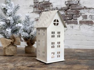 Chic Antique Lichterhaus Teelichhalter Creme 22 cm hoch Shabby Weiß