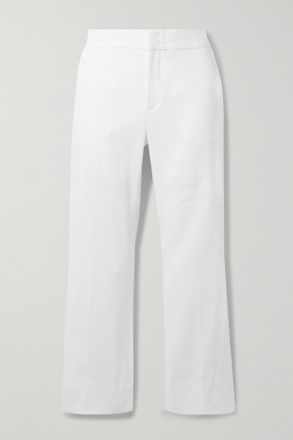 Another Tomorrow Pantalon &Eacute;vas&eacute; Raccourci En Chanvre M&eacute;lang&eacute; - Blanc cass&eacute;