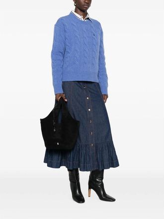 Ralph Lauren Suede Calf Tote Bag - Black