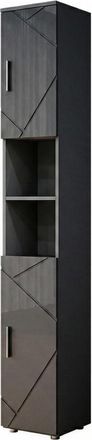 Vicco Badschrank Anthrazit Hochglanz Irma 30x192x30 cm - W&auml;scheschrank, Viel Stauraum von Oben bis unten - ideal f&uuml;r Handt&uuml;cher & Pflegeprodukte