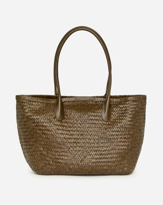 Arket Gewebte Tragetasche Aus Leder -Gr&uuml;n