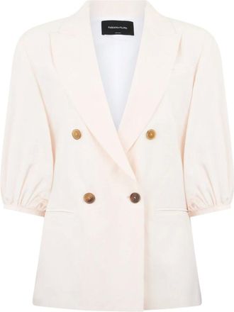 Fabiana Filippi Femme, Vestes, Blanc, Taille: 38 FR Blazer Crois&eacute; &agrave; Manches Bouffantes