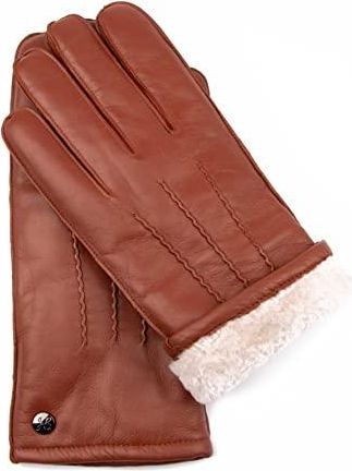 Weikert-Handschuhe Gants exclusifs en cuir nappa dagneau doubl&eacute; avec 100 % laine m&eacute;rinos - Noir - Gants chauds pour homme, cognac, 10