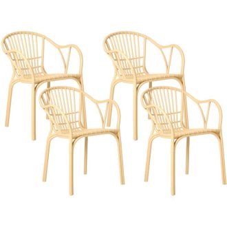 Beliani Beliani - Ensemble Moderne de 4 Chaises de Salle &agrave; Manger de Jardin Plastique L&eacute;ger R&eacute;sistant Beige Andora
