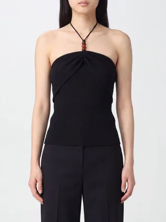 Magda Butrym Slim-Fit Top mit X-Ausschnitt, d&uuml;nnen Tr&auml;gern und Perlen
