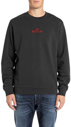 Replay Herren Sweatshirt mit Rundhalsausschnitt, Schwarz (Black 098), 3XL
