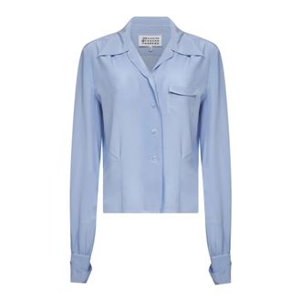 Maison Margiela Femme, Blouses et Chemises, Bleu, Taille: 38 FR Chemise en soie &agrave; manches longues