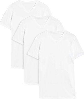 Marks and Spencer 3Er-Pack T-Shirt-Unterhemden Aus Reiner Baumwolle Mit V-Ausschnitt Herren Weiss Xxl