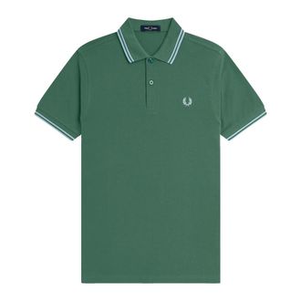 Fred Perry Homme, Tops, Vert, Taille: XL M3600 Polo Slim Fit &agrave; Double Liser&eacute;