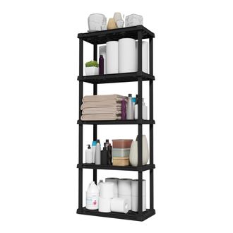 Iris Robustes Kunststoffregal mit 5 Ebenen, 162,6 cm hoch, 18 kg pro Regal, modulares Garagenregal, Aufbewahrungs-Organizer für Zuhause, Keller, Waschküche