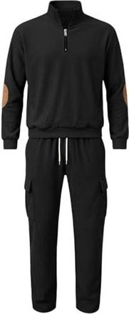 Generic Surv&ecirc;tement pour homme en velours c&ocirc;tel&eacute; avec demi-fermeture &eacute;clair et col montant avec cordon de serrage &agrave; la taille et jambes droites Ensembles de p