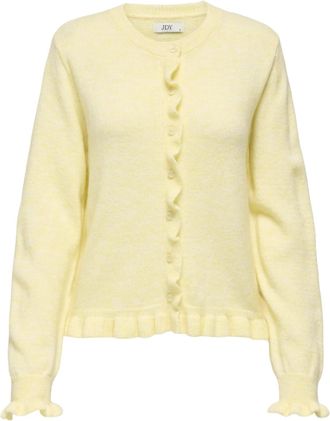 Jacqueline de Yong JdY Damen Jdyletty L/S On Frill Cardigan KNT Noos, Pastel Yellow, M EU