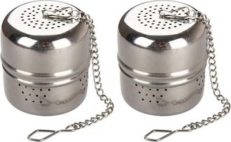 Fackelmann Fackelmann Tee-Ei mit Kette, Edelstahl, dekorative Zylinder-Form, Silber (Packung mit 2)