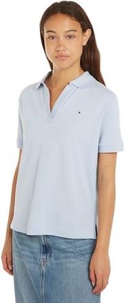 Tommy Hilfiger Femme Polo Manches Courtes Regular, Bleu (Breezy Blue), XXL