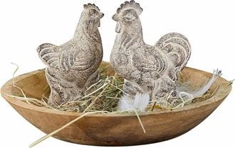 Loberon Huhn 2er Set Gesualdo, handgemacht, nostalgisches Antik-Finish, Deko-Hühner, Tierfiguren, Ostern, Osterfest, Osterdekoration, Polyresin, antikbraun