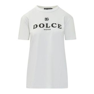 Dolce & Gabbana Baumwoll-T-Shirt mit Print - - Tops - Damen - Wei&szlig; - XS