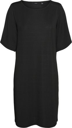 Vero Moda Damen Vmkanva 2/4 Glitter Tee Dress JRS Shirtkleid, Black/Detail:Black Lurex, Medium