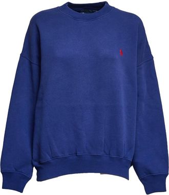 Polo Ralph Lauren Femme, Sweatshirts et sweats &agrave; capuche, Bleu, Taille: 36 FR Felpa girocollo manica lunga