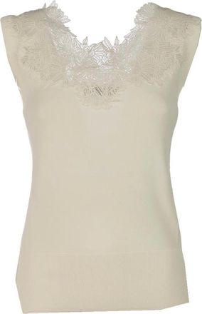Ermanno Scervino Femme, Tops, Beige, Taille: 38 FR D&eacute;bardeur Orn&eacute; de Dentelle