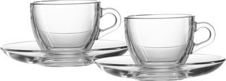 Ritzenhoff & Breker Barista Espresso-Set 80 ml, 4-teilig, Espressotassen mit Untertassen, Glas, Spülmaschinenfest, Transparent