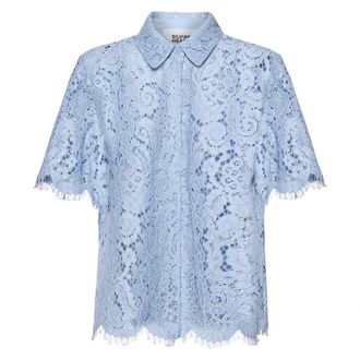 Silvian Heach H&auml;keloberteil mit floralen Details - - Blouses & Shirts - Damen - Blau - XS