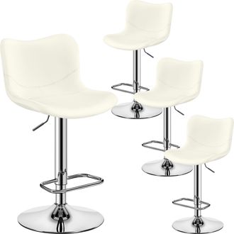 Yaheetech Barhocker 4er Set h&ouml;henverstellbare Barst&uuml;hle mit R&uuml;ckenlehne und Fu&szlig;st&uuml;tze 360&deg; Drehstuhl aus Kunstleder Metall K&uuml;chenst&uuml;hle f&uuml;r Salon/Bar/K&uuml;che/Essz