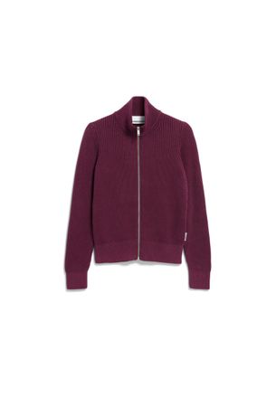 Armedangels Damen Strickjacke aus Bio-Baumwolle REBECCAA GMT DYE Regular Fit Dark Cranberry