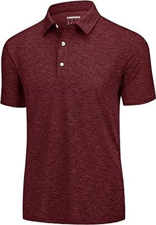 KEFITEVD Polos été Manches Courtes Homme Chemise Tennis Légère Polos Décontractés Confortables,Vin Rouge,XL