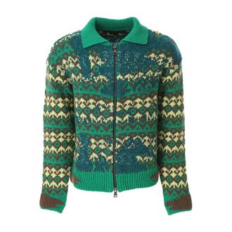 Andersson Bell Submerge Nordic Zip-Up Strickjacke - - Knitwear - Herren - Gr&uuml;n - L