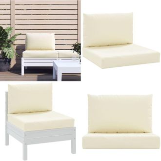 vidaXL Palettenkissen 2-tlg. Cremewei&szlig; Oxford-Gewebe - Freien Sitzkissen - Outdoor-Kissen