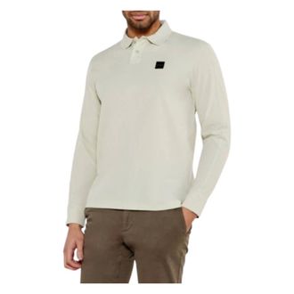 HUGO BOSS Homme, Tops, Beige, Taille: XL Polo &agrave; Manches Longues avec Devant en Nylon