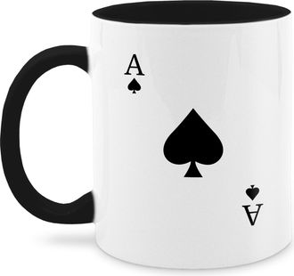 Shirtracer Tasse Tassen 325ml - & Fasching - Pik Ass Kartenspiel Karneval Kostüm I - 325 ml - Schwarz - poker karnevalstasse fasching-pik carnevale karnevals fas