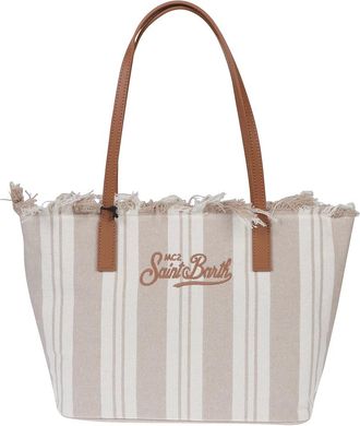 MC2 Saint Barth Femme, Sacs, Beige, Taille: ONE Size Sac &agrave; franges ray&eacute;