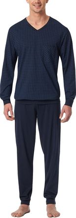Schiesser Herren Schlafanzug Lang Mit Bündchen - Nightwear Pyjamaset, Nachtblau_182194, 54 EU