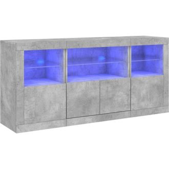 vidaXL Vidaxl - Buffet avec lumières led gris béton 142,5x37x67 cm