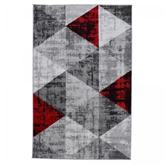 Jadorel Jadorel - Tapis salon et chambre 120x170 rouge et gris rectangle tissé motif géométrique soltam