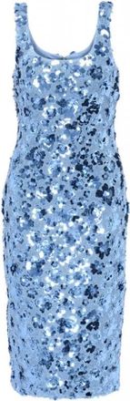 Michael Kors Femme, Robes, Bleu, Taille: 42 FR Robe Midi en Scuba Orn&eacute;e de Fleurs