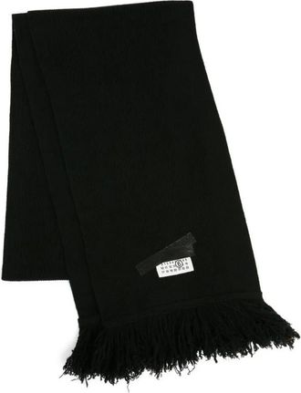 Maison Margiela Tücher & Schals - Black Ribbed Texture Scarf With Fringed Edges - Gr. unisize - in Schwarz - für Damen