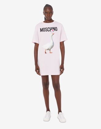 Moschino Robe en jersey de coton biologique Goose - Rose