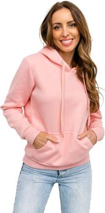 BOLF Femme Sweat-Shirt a Capuche Hoodie Sweat Manches Longues Temps Libre Sport Fitness Outdoor Basic Casual Style W02-56 Rose Ciel L [A1A]