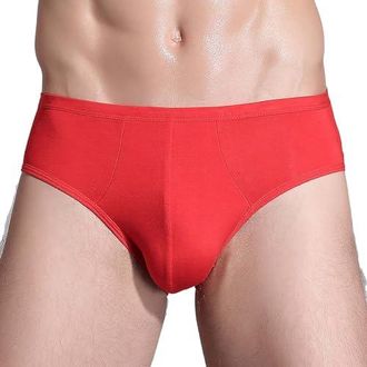 Generic Slip classique en coton extensible pour homme - Anti-frottement - Taille moyenne - Hipster - Doux et confortable - Respirant - Slip de sport, Rouge, 4