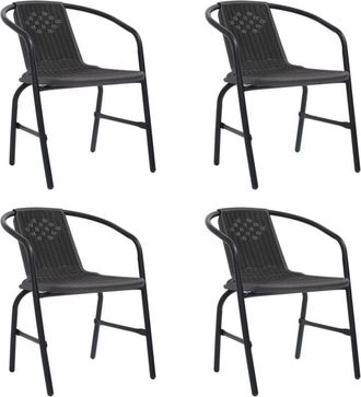 vidaXL Vidaxl - Gartenstühle 4 Stk. Rattan-Optik Kunststoff und Stahl 110 kg