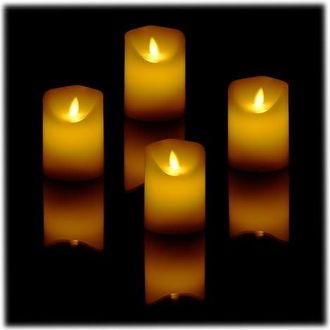 Relaxdays LED Kerzen, 4er Set, Timer & bewegliche Flamme, HxD: 10 x 7,5 cm, flammenlose Kerzenlichter, elektrisch, creme