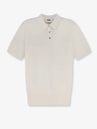 Alpha Studio Mens Polo Shirt Cotton-Silk White T-shirts And Polos